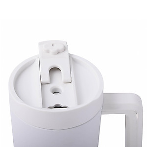 Manna Stainless Steel Double Wall Insulated Tumbler with Smart Seal Dual Sip Lid and Straw Fit Handle - 40 Oz - Linen Powder Coat