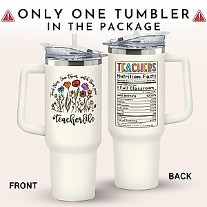 Teacher Gifts for Women - Gifts for Teachers Women, Teacher Appreciation Gifts - Teacher Gift Ideas - Teacher Retirement Birthday Gifts, Teacher Valentines Gifts - Gift for Teacher - 40 Oz Tumbler