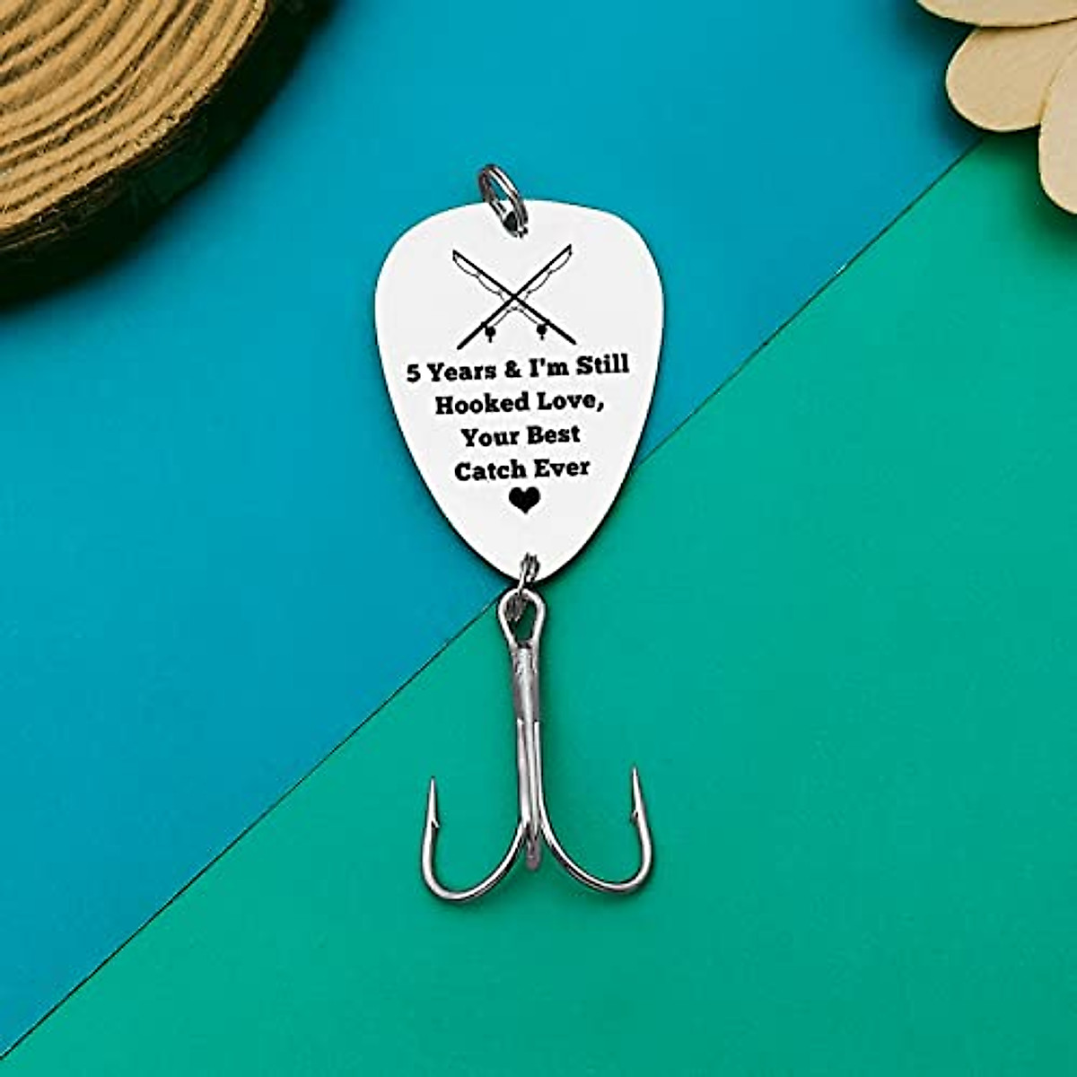 5 Year Anniversary Hook Gift Wedding Anniversary Fishing Lure Gifts for Him Her Fisherman Gifts for Husband Boyfriend 5th Year Couple Anniversary Hook Gifts Birthday Christmas Valentines Day Gifts