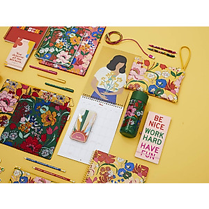 ban.do Yellow Floral Get It Together Leatherette Wristlet Pouch, 10" x 7", Superbloom