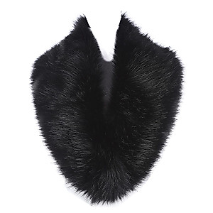 Lucky Leaf Women's Faux Fur Shawl Party Faux Fur Collar Fur Wraps for Winter Bridal Wedding Cover Up (Black, 100cm)