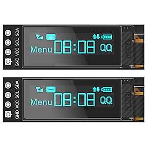 MakerFocus 2pcs I2C OLED Display Module 0.91 Inch I2C SSD1306 OLED Display Module Blue I2C OLED Screen Driver DC 3.3V~5V for Ar duino