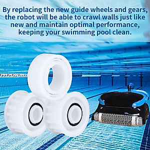 4 Pack Guide Wheels with 2 Pack Pulley Gears Replacement Parts Number 3884997-R6 Compatible with Nautilus CC Plus, Maytronics Dolphin Fits Dx3/Dx4/Dx6 &M200/M400/M500 Pool Cleaner Parts