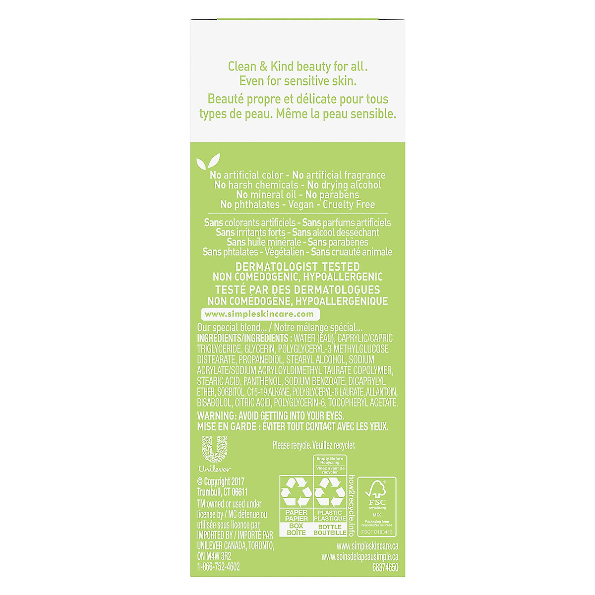 Simple Kind to Skin Face Moisturizer For Sensitive Skin Replenishing Rich 12-Hour Moisturization for All Skin Types 4.2 oz