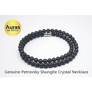 Mens/Womens Jewelry Protection Gemstone Healing Crystal Necklaces Handmade By Master Shaman Made in USA 17/20/25/30 inch 6/8/10/12mm Bead Diameter (30, 01: 6mm Shungite)