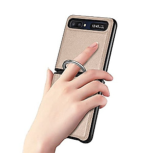 DENUVI Slim Finger Ring Holder Leather Case for Samsung Galaxy Z Flip 3 Flip4 Flip 4 Flip3 5G Folding Cell Phone Cover,red,for Samsung Z Flip 3