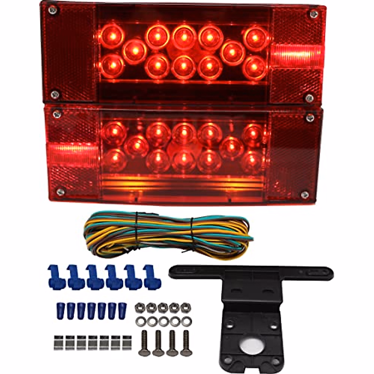 MAXXHAUL 70468 Trailer Light Kit - 12V All LED, Rectangular Left and Right Waterproof Submersible for Trailers, Boat Trailer Truck Marine Camper RV Snowmobile