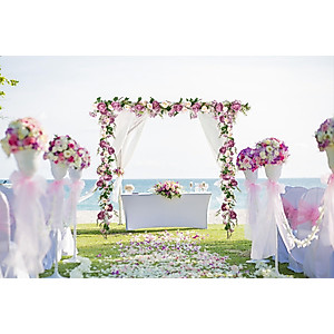 Artiflr 2 Pack Artificial Peony Garland Flowers, 12ft Floral Greenery Garland Rose Flower Vine with Peony Flowers and Green Leaves for Wedding Dining Table Home Party Deco (2, Champagne&Deep Ruby)