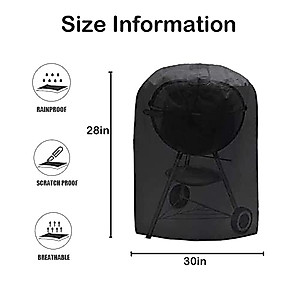 Twopone Charcoal Grill Cover, BBQ Grill Cover for Weber Charcoal Kettle, Heavy Duty Waterproof Outdoor Smoker Cover, Round Grill Cover for Most Charcoal Grill-30 D x 28" H