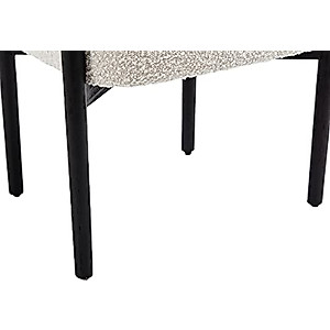 Meridian Furniture 560Cream-C Hyatt Collection Mid-Century Modern Dining Chair with Solid Wood Black Finish, Rich Cream Boucle Fabric, 26.5" W x 22" D x 28" H, Cream