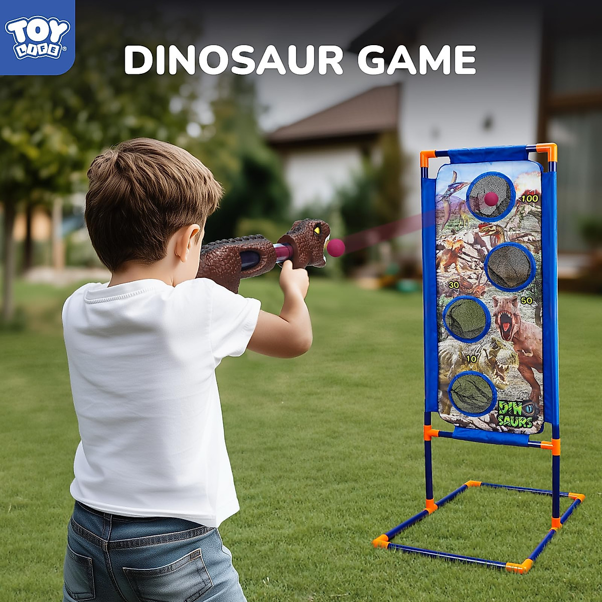 TOY Life Dinosaur Toddler Outdoor Toys for Kids 3 5 7, 2 Dinosaur Toy Guns for Boys with 36 Foam Balls, Kids Outside Toys, Dinosaur Shooting Party Games Gifts, Outdoor Activities Games for Kids
