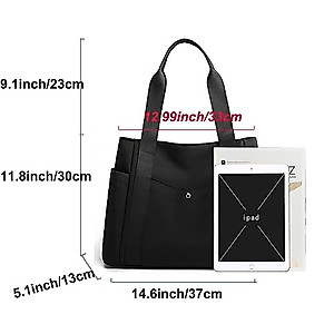 JIANLINST Women Tote Shoulder Handbag Water resistant Nylon Hobo Purse Multi Pocket Top Handle Shopper Shoulder Bag Green-1