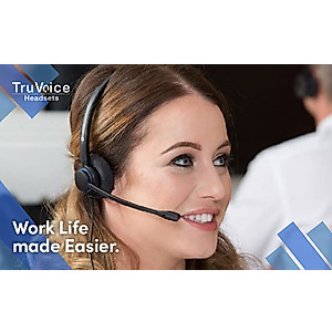 TruVoice HD-100 Professional Wired Headset with Noise Canceling Microphone & HD Speakers - includes Amplified Adapter Cable Compatible with Avaya 16xx, 96xx and J Series Desk Phones
