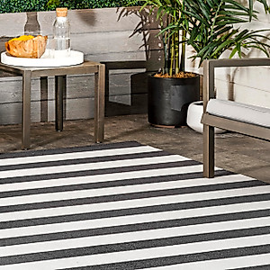 nuLOOM Christa Striped Indoor/Outdoor Area Rug, 9x12, Black