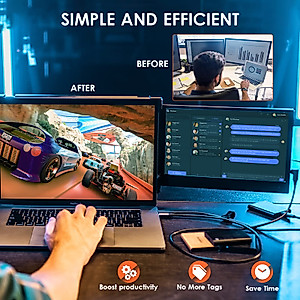 KEFEYA Laptop Screen Extender, Portable Monitor for Laptop 12" Full HD IPS Display, Dual Monitor Extender Compatible with 13-16 Inch Windows, Chrome & Mac