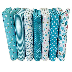 Egurs 7pcs/set Cotton Fabric For Sewing Quilting Patchwork Home Textile Pink Series Tilda Doll Body Cloth - Lake Blue Series 50 50