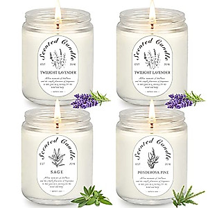 Candles for Home Scented, 4 Pack Scented Candles, Lavender Sage Candles Gifts for Women 28 oz Long Lasting Natural Soy Candles, Aromatherapy Candle Set Stress Relief Meditation Bath for Women Birthday
