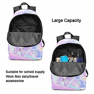 MyPupSocks Custom Name Elementary Students School Backpack for Elementary Girls Boys Kids Purple Butterfly Waterproof Laptop Bag for School Travel Casual Book Bag