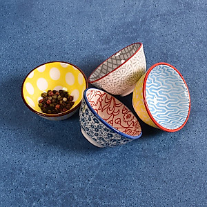 The Barrington Garage Patterned 2-1/2-inch Ceramic Wasabi/Pinch Bowls, Set of 4, Multicolor