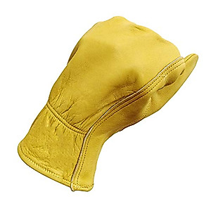 Leather Work Gloves Stretchable Wrist Tough Cowhide Safe Working Glove (3, Large)