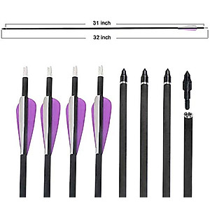 IRQ Archery 31Inch Carbon Arrow Practice Hunting Arrows with Removable Tips for Compound & Recurve Bow(Pack of 12)