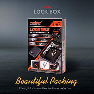 HORUSDY Lock box for Guns and Valuables,Portable Security Case Lock Box Safe with Combination Lock