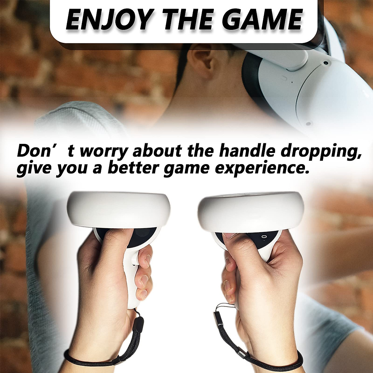 Improved Replacement Reflective Wrist Straps for Oculus Quest 2 Gen Controller, Sturdy Comfy Adjustable Hand Strap for Oculus, Easy Attach Black Resin Stopper for Oculus Controllers