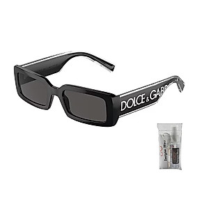 Dolce & Gabbana DG6187 501/87 53MM Black/Dark Grey Rectangular Sunglasses for Women + BUNDLE With Designer iWear Eyewear Kit