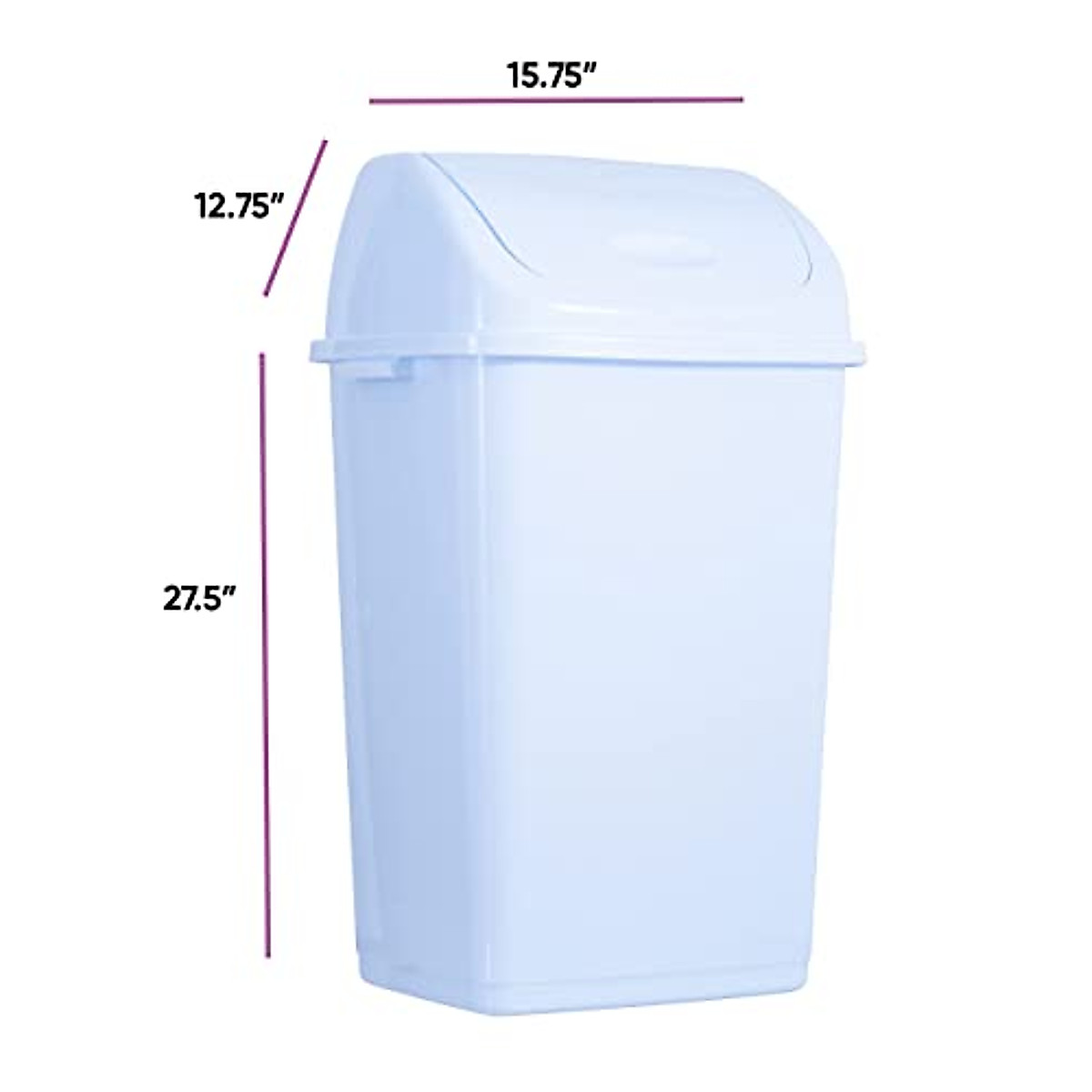 Superio Swing Top Trash Can, Waste Bin for Home, Kitchen, Office, Bedroom, Bathroom, Ideal for Large or Small Spaces - White (3 Pack- 4.5 Gal, 9 Gal, 13 Gal)