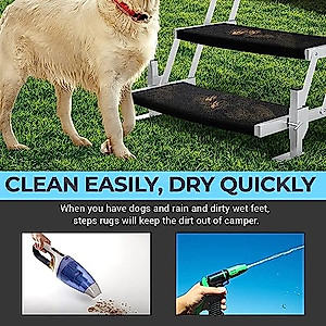 RV Step Covers 3 Pack, 22 Inch Wide RV Step Rug for Fold Up Curved Steps, Wrap Around Radius Stairs Rugs, Camper Carpets for Travel Trailers, Inside Outside RV Stair Covers RV Stabilizer Accessories