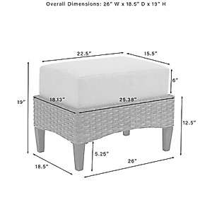 Crosley Furniture Rockport Traditional Wicker Outdoor Ottoman in Brown