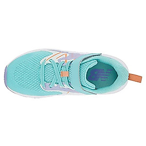 New Balance Kid's Rave Run V2 Hook & Loop Running Shoe, Surf/Peach Glaze/Magic Hour, 2 Little Kid