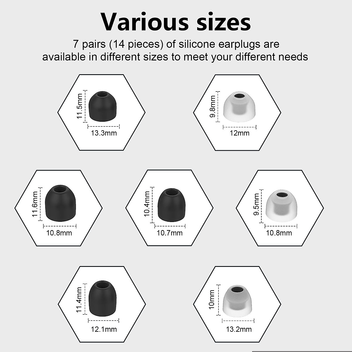 14Pcs Replacement Ear Tips Compatible with Sony WF-1000XM3 WF-1000XM4 Earbuds Soft Silicone Ear Tips (Black)