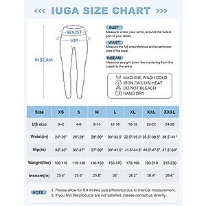 IUGA Compression Leggings for Women Tummy Control No Front Seam Leggings with Pockets High Waisted Workout Yoga Pants Black