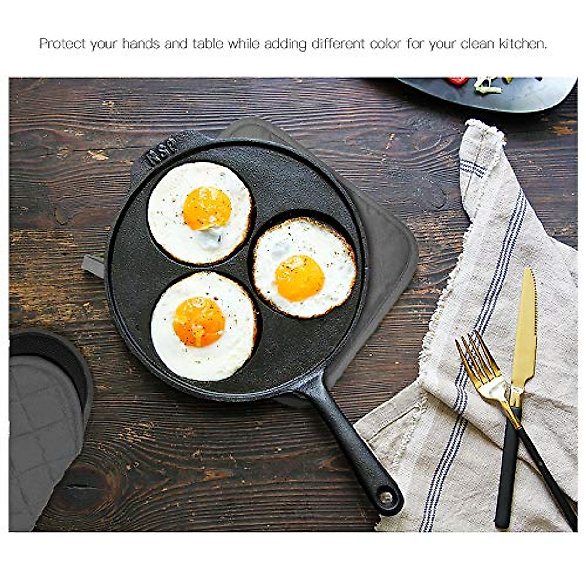 YEKOO 2 PCS Gray Pot Holders Sets for Kitchen Heat Resistant Oven Hot Pads with Pockets Non Slip Soft Grip Potholders for Baking Cooking 8"x8.5"