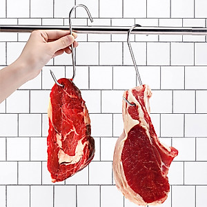 12 Pcs Meat Hooks, 5 Inch Butcher Hooks Stainless Steel (4MM Diameter), S Shaped Meat Processing Hooks for Hanging Bacon, Sausage, Hunting Smoking Ribs, Drying, Grillling BBQ For Kitchen, Market