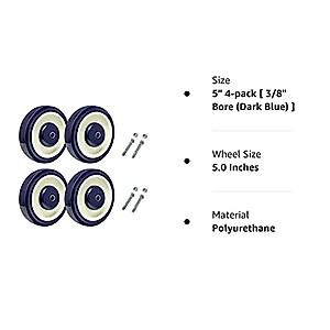 SYRATION 5" 4 Pack Polyurethane Stepped and Full Tread Face w/Double Ball Bearing Shopping Cart Wheel 1400 lbs Total Capacity