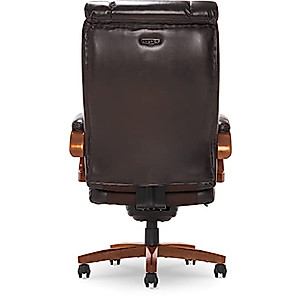 La-Z-Boy Trafford Big and Tall Executive Office Chair with AIR Technology, High Back Ergonomic Lumbar Support, Bonded Leather, Brown