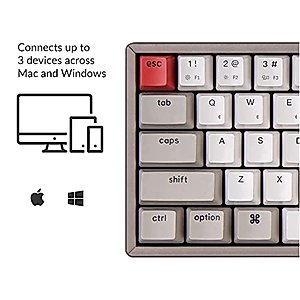 Keychron K6 65% Compact 68-Keys Aluminum Frame Wireless Mechanical Keyboard for Mac, Bluetooth, Multitasking, Wired Gaming Keyboard for Windows Non-Backlit with Keychron Blue Switch