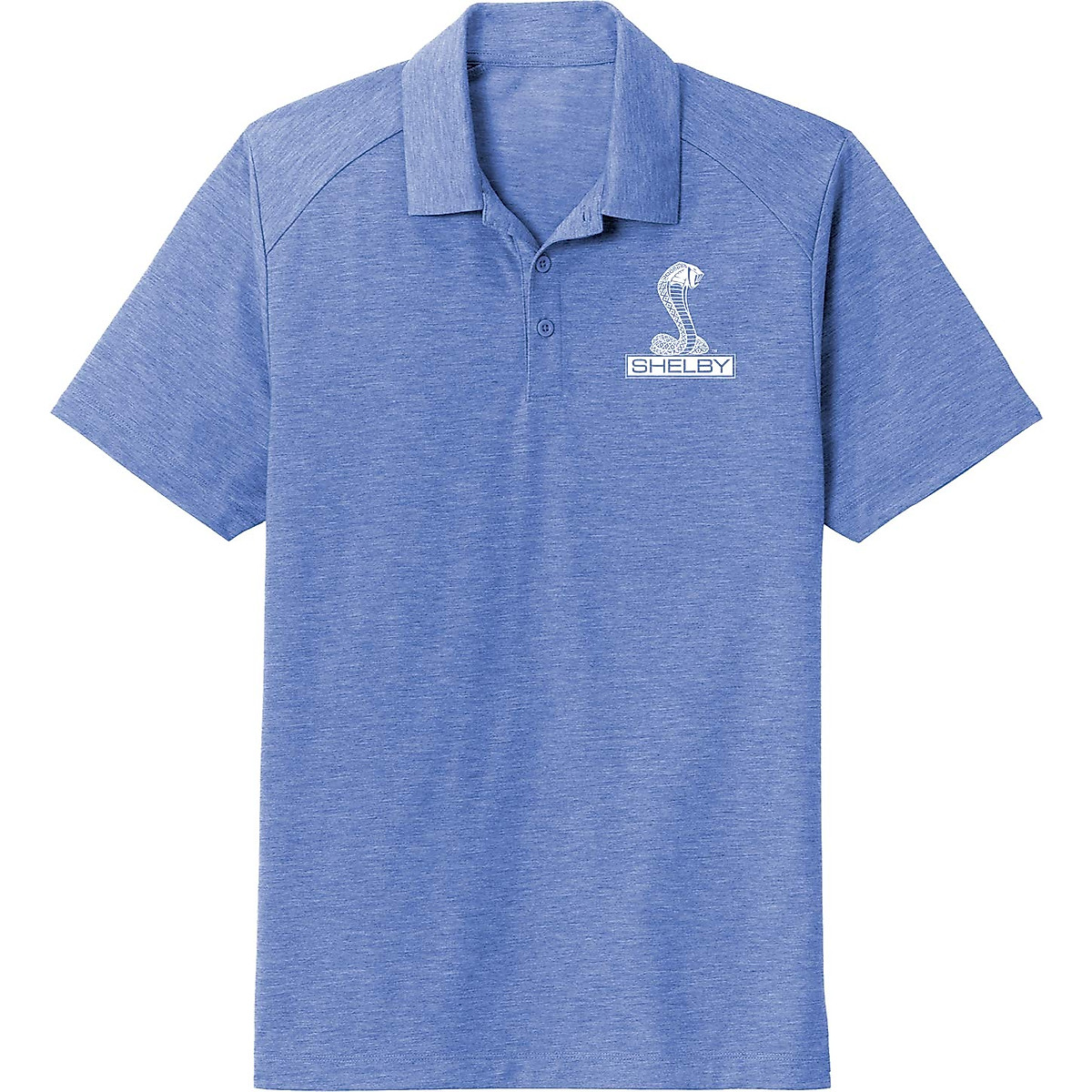 Ford Mustang Shelby Cobra Pocket Print Wicking Polo, Royal 2XL