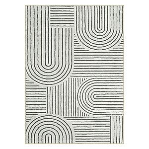 Lahome Abstract Washable Area Rug, 5x7 Rug for Bedroom Non-Slip Soft Living Room Rug, Ultra-Thin Modern Black and White Rug Stain Resistance Throw Large Carpet for Dining Room (5'x7',Black)