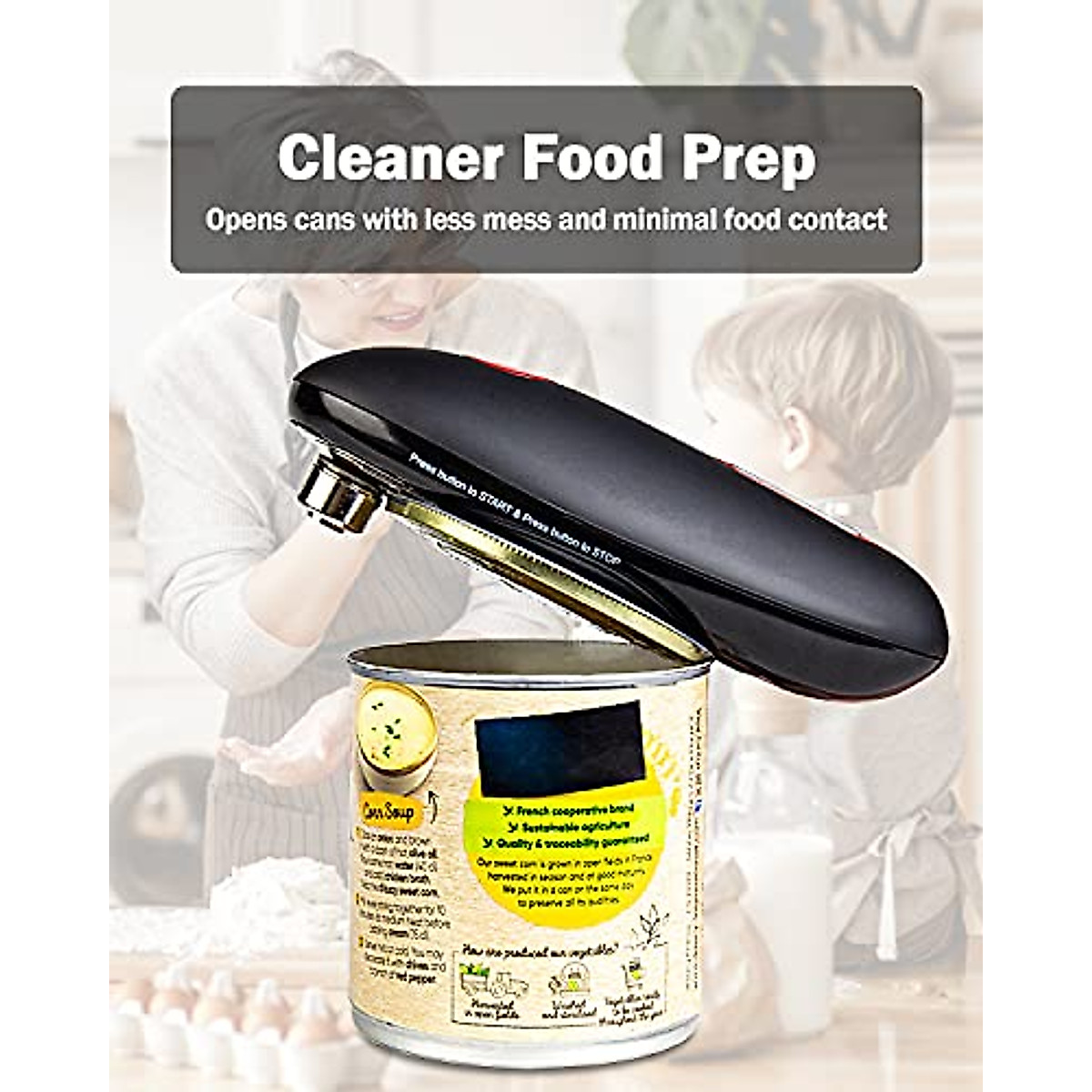 Electric Can Opener for kitchen, Handheld Battery Powered Can Opener with Smooth Edge, Small Portable One Touch Automatic Can Opener with Stainless Steel Blade, Gifts for Seniors with Arthritis