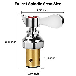 DYVIAHOME Brass Spindle Assembly for Commercial Faucet Valve Spool Replacement Hot Cold Side Handle Stem Assembly Cartridge Fit Kitchen Restaurant (1 Pair)