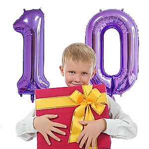 Xihuimay Number 10 Balloons 40 inch Digital Balloon Alphabet 10 Birthday Balloons Digit 10 Helium Balloons Big Balloons for Birthday Party Supplies Wedding Bachelorette Bridal Shower, Purple Number 10