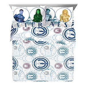 Jay Franco Marvel Eternals Space Force 7 Piece Queen Size Bed Set - Includes Comforter & Sheet Set Bedding - Super Soft Fade Resistant Microfiber (Official Marvel Product)