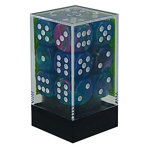 Chessex 27746 Festive 16mm d6 Waterlily with White Dice Block, 12 Dice