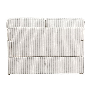 Lexicon Modern Sofa Couch for Living Room Sofas with Solid Wood Frame, Square Arm and 4 Accent Pillows, Small Couch for Bedroom/Living Room/Office/Apartment, 2 Seater Couch, White with Stripe