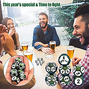 UONUOT 7pcs DND Football Metal Dice Set D&D Polyhedral Dice for Dungeons and Dragons Role Playing Dice Games RPGs (Green)