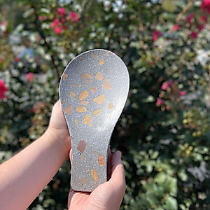 Alchemade Large Grey Terrazzo Spoon Rest - Stylish Terrazzo Aesthetic Cooking Spoon Holder In A Modern, Contemporary And Mid-century Style For Your Home
