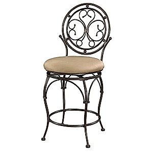 Powell Company Big and Tall Scroll Circle Back Powell Counter Stool, Height, Bronze/Beige
